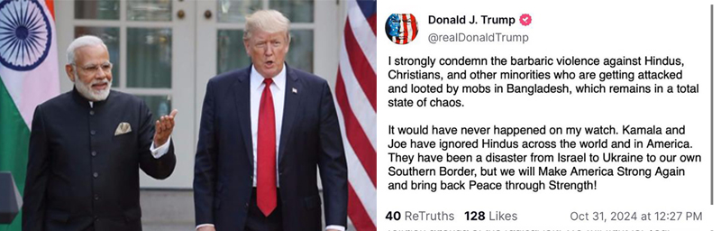 Former US President Donald Trump condemned the “barbaric violence ...